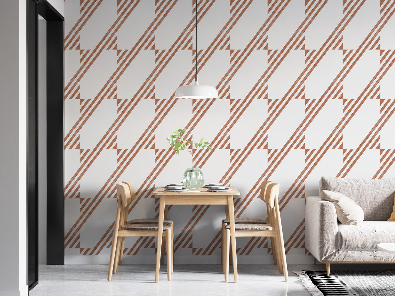 Brown Diagonal Stripe Wallpaper | Wallanza