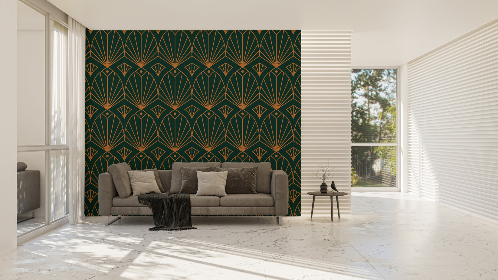 Minimalist Linear Art Deco Pattern Wallpaper | Wallanza