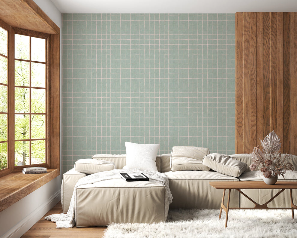 Tranquil Teal Square Wallpaper | Modern Geometric Design