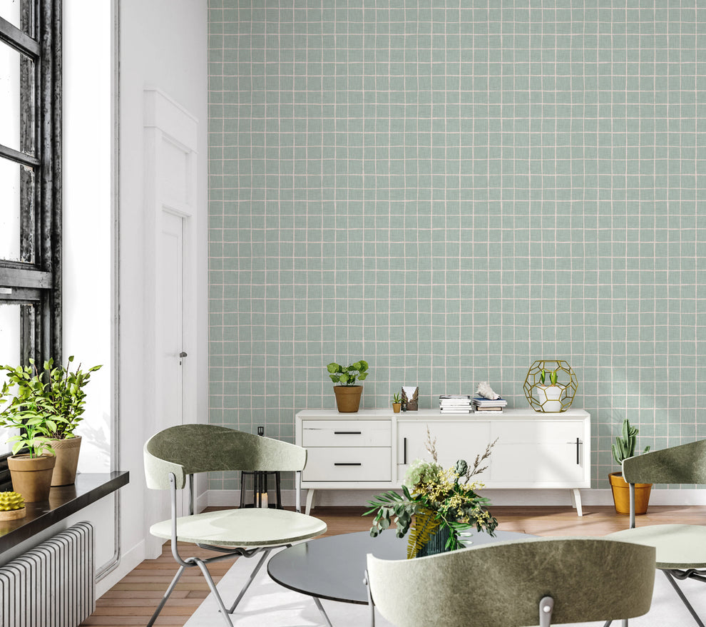 Tranquil Teal Square Wallpaper | Modern Geometric Design