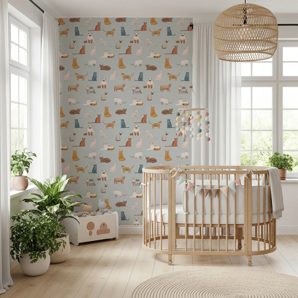 Cool Cats Wallpaper: Blue Cat Pattern for Walls
