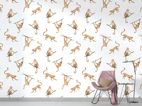 Watercolor Monkey Pattern Wallpaper Style – Wallanza