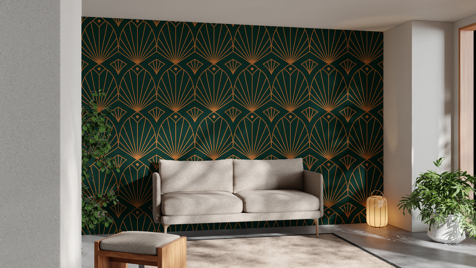 Minimalist Linear Art Deco Pattern Wallpaper | Wallanza