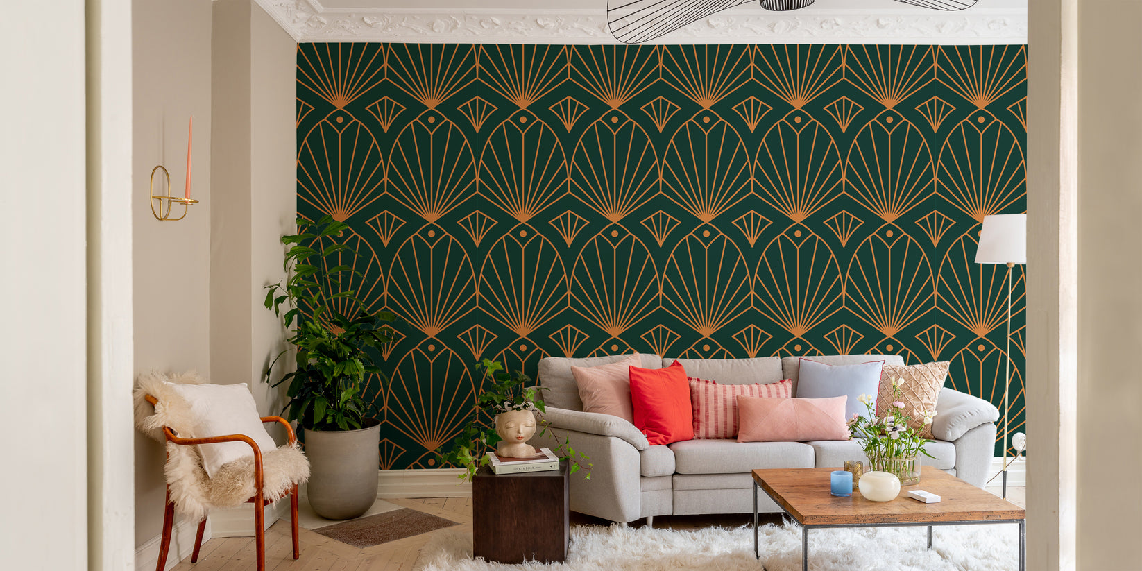 Minimalist Linear Art Deco Pattern Wallpaper | Wallanza