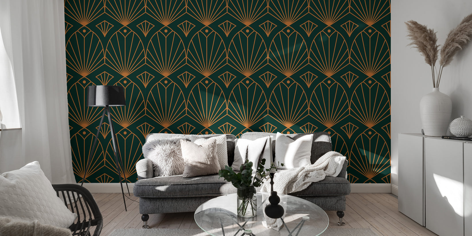 Minimalist Linear Art Deco Pattern Wallpaper | Wallanza