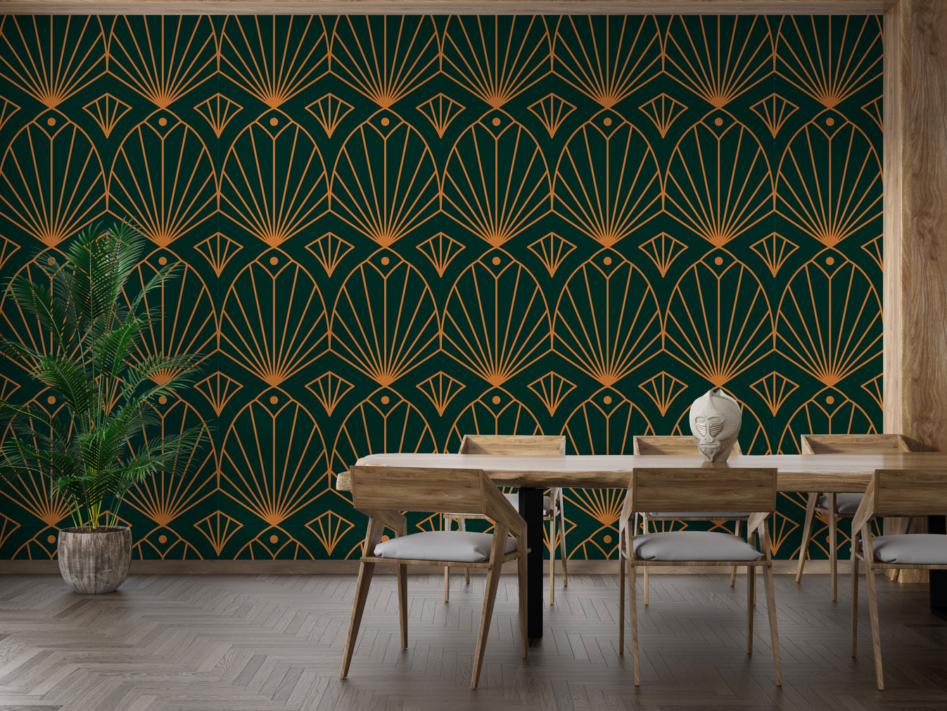 Minimalist Linear Art Deco Pattern Wallpaper | Wallanza