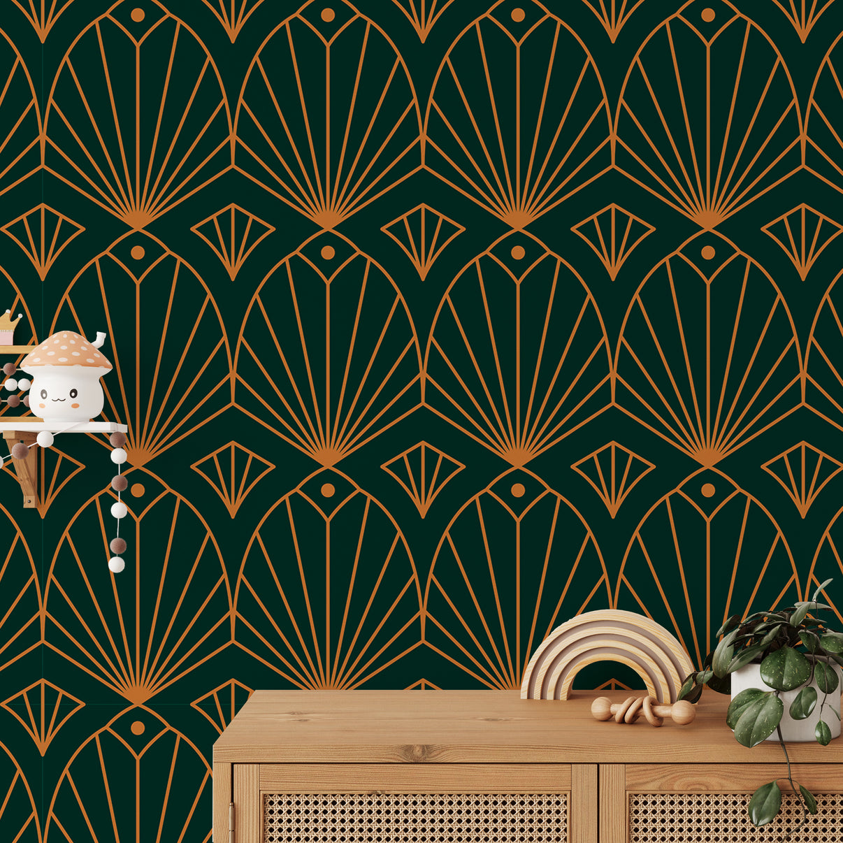 Minimalist Linear Art Deco Pattern Wallpaper | Wallanza