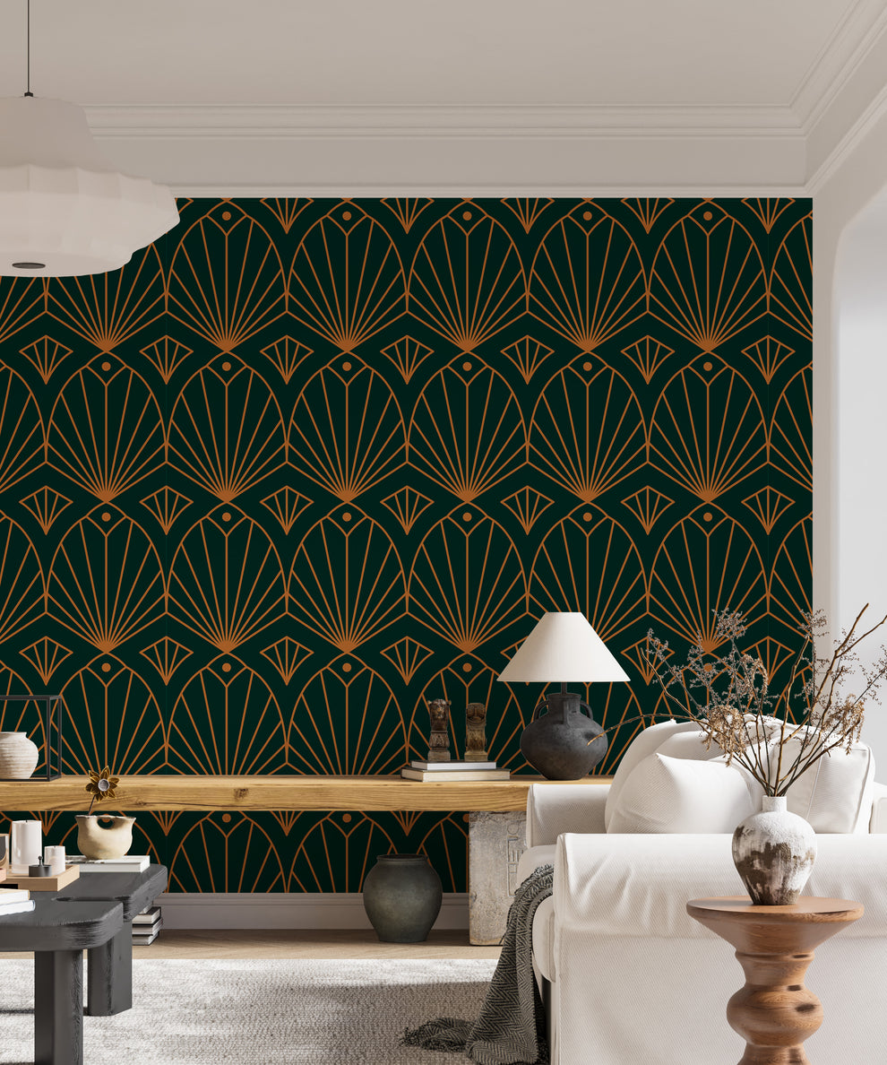 Minimalist Linear Art Deco Pattern Wallpaper | Wallanza