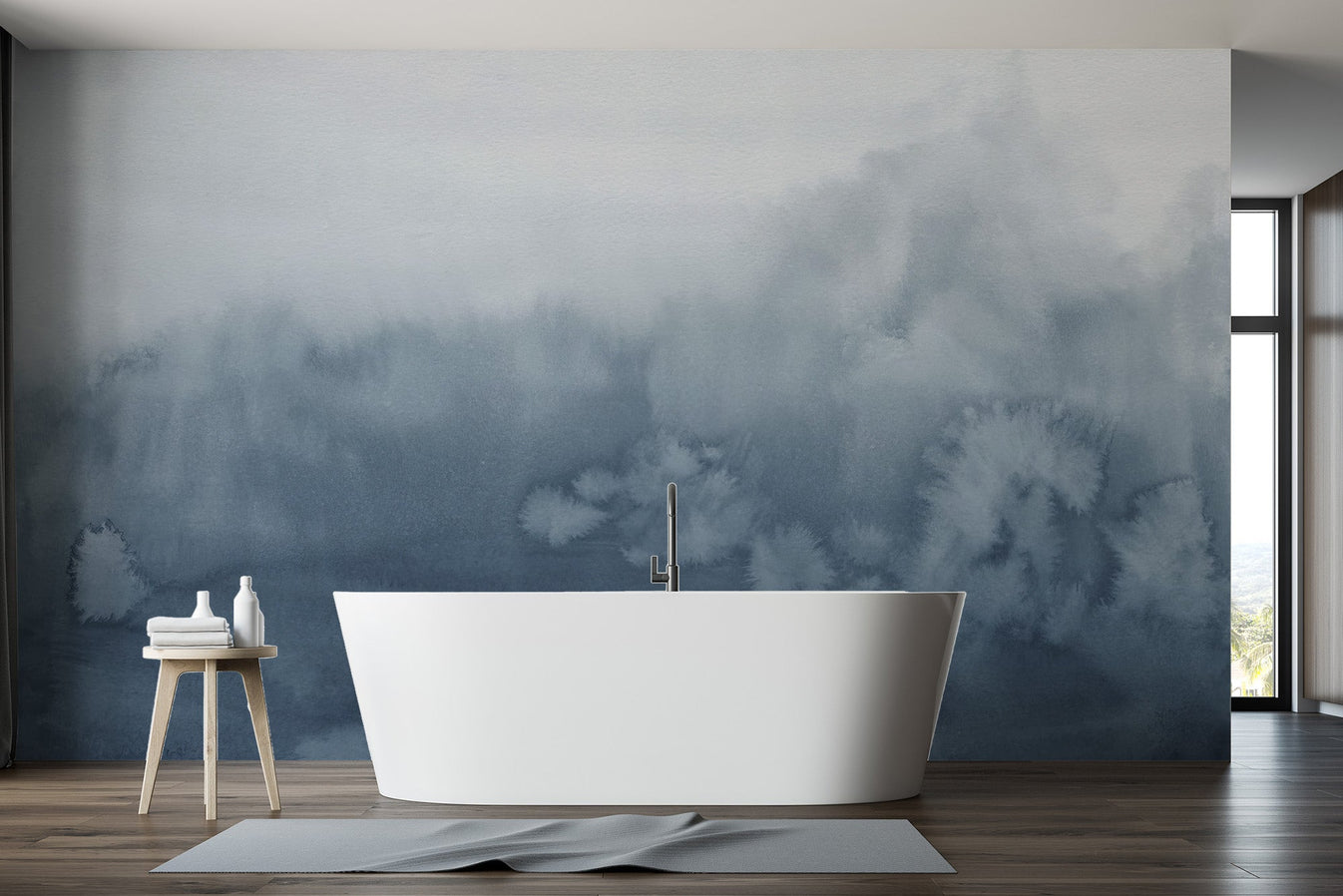 Blue Watercolor Wallpaper Mural for Serene Interiors