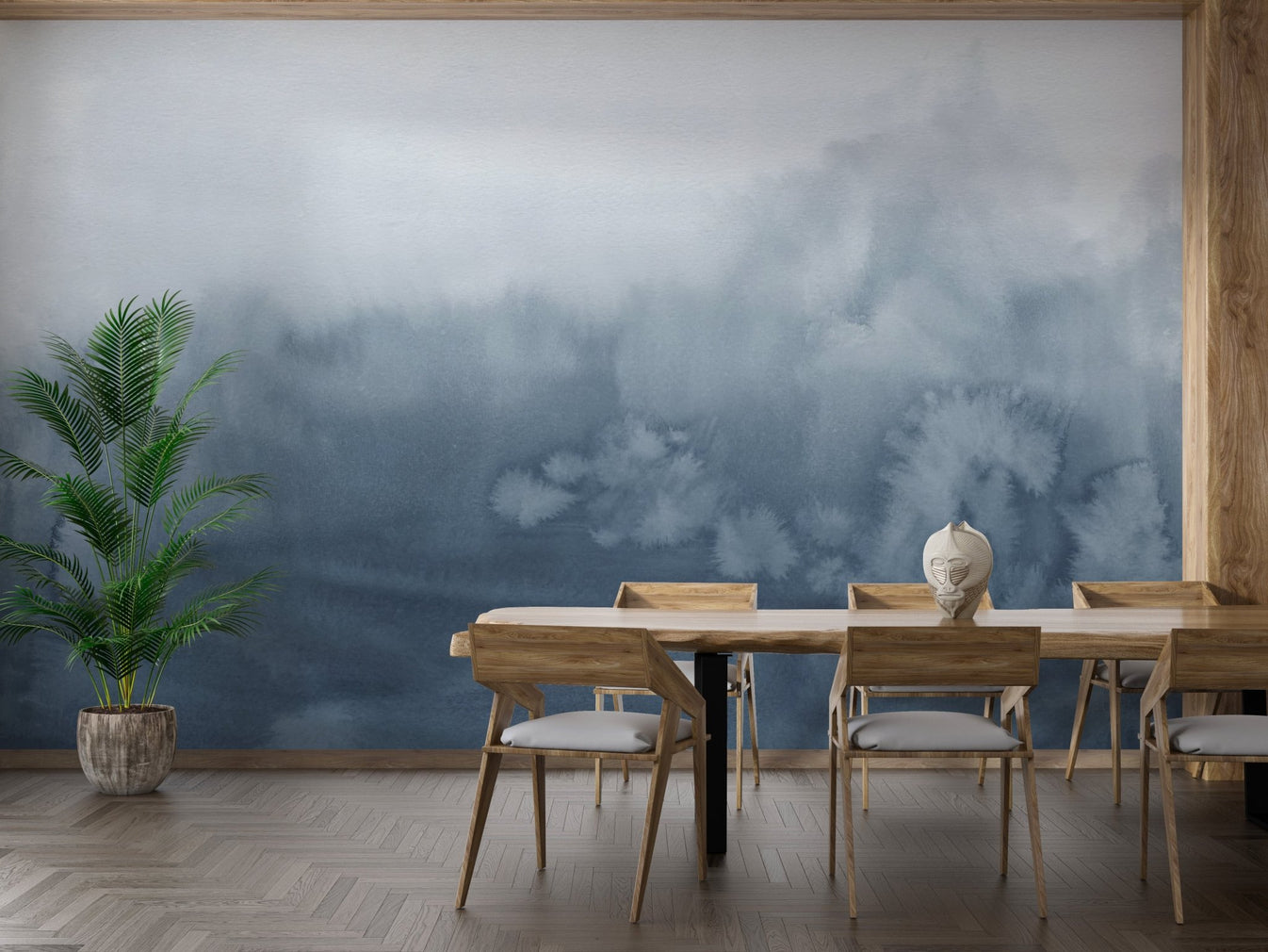 Blue Watercolor Wallpaper Mural for Serene Interiors