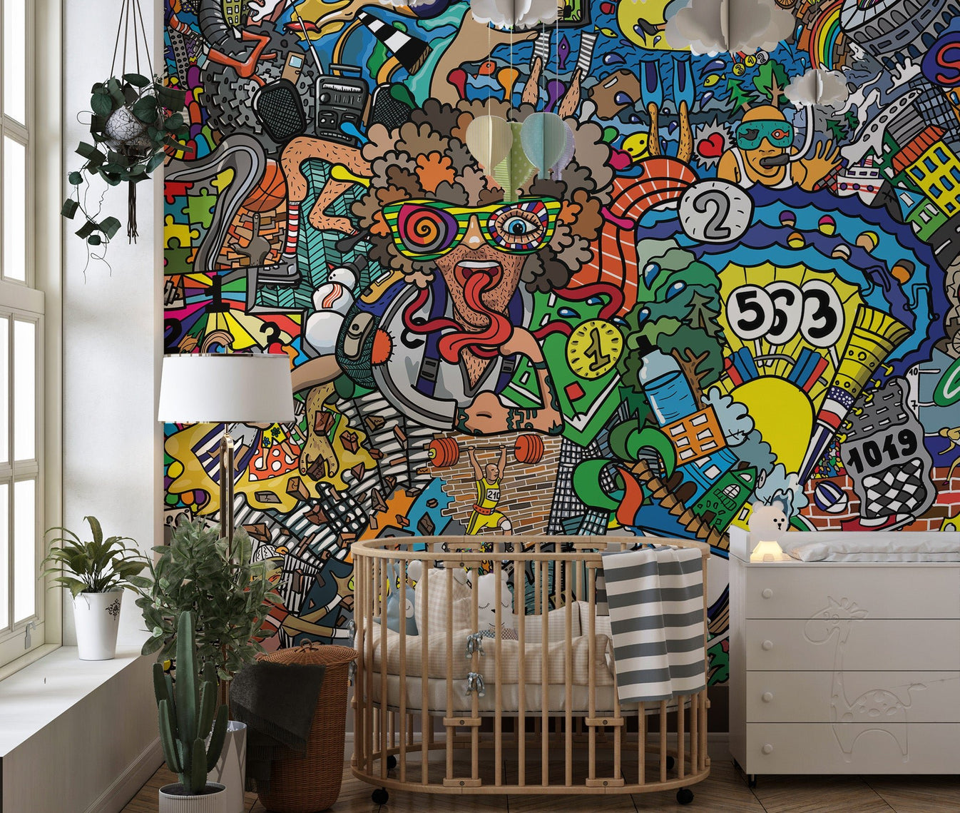 Secure Eclectic Urban Graffiti Mural Wallpaper - Wallanza
