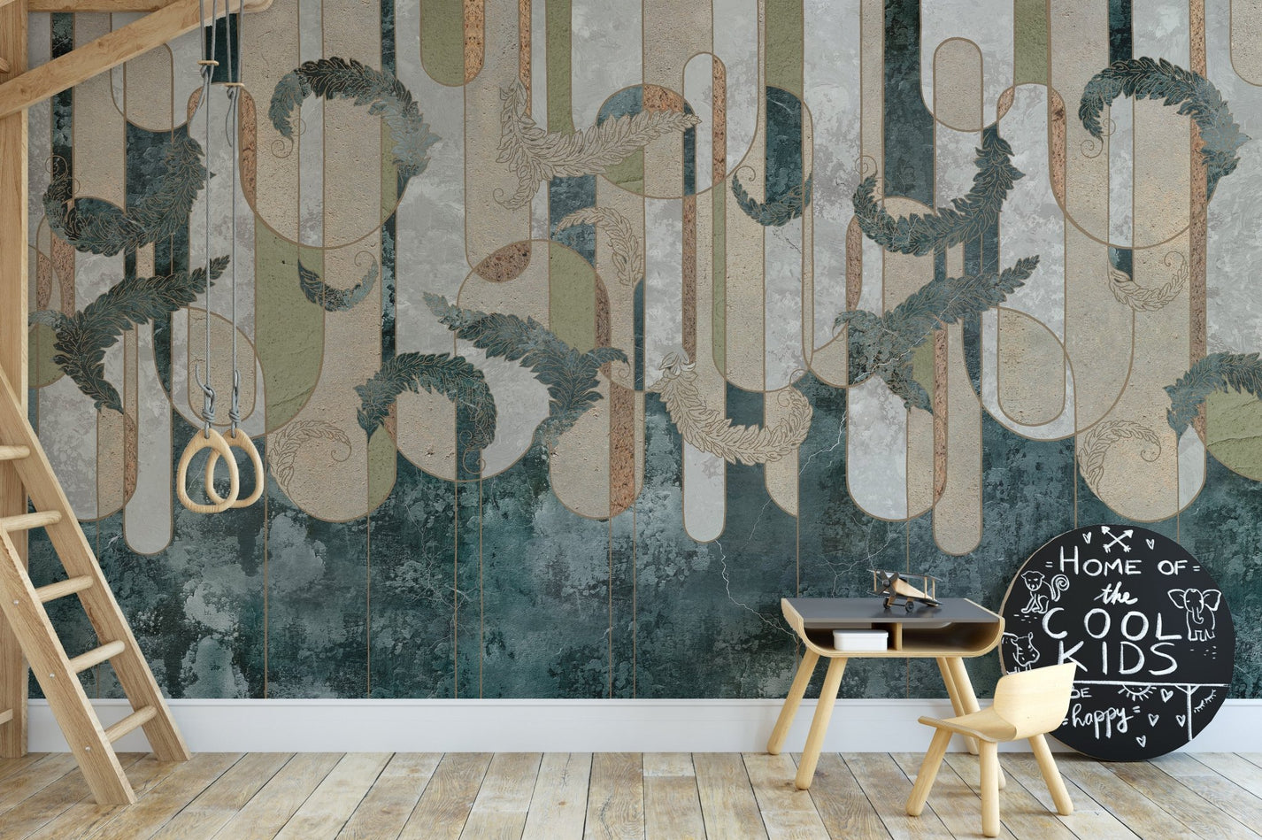 Buy Geometric Greenery A Concrete Oasis Mural Today