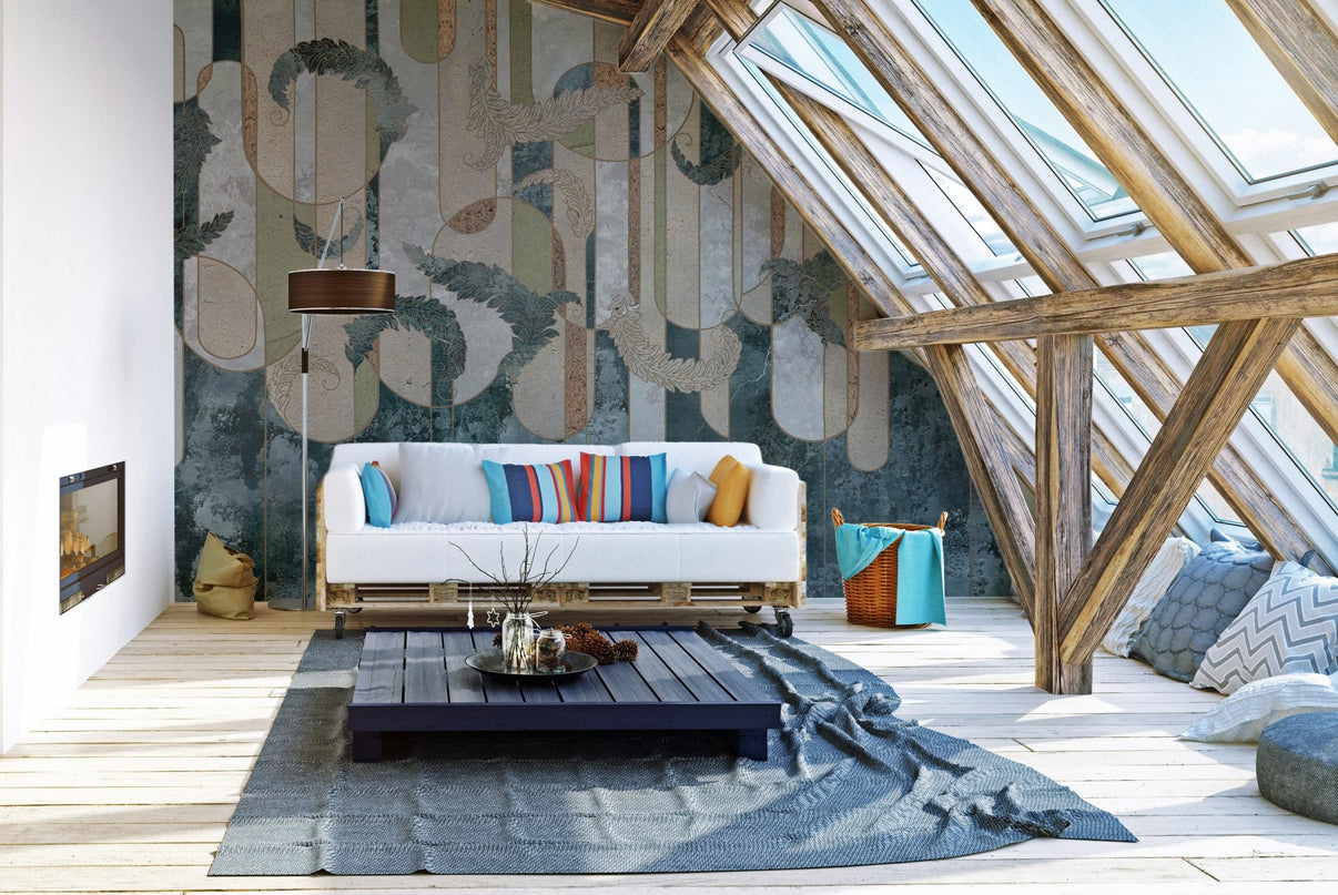 Buy Geometric Greenery A Concrete Oasis Mural Today