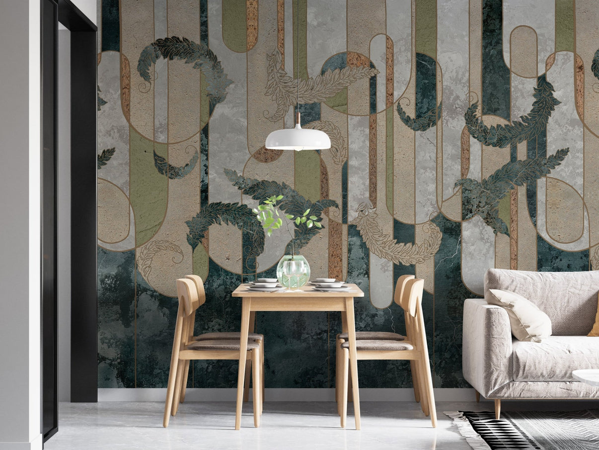 Buy Geometric Greenery A Concrete Oasis Mural Today