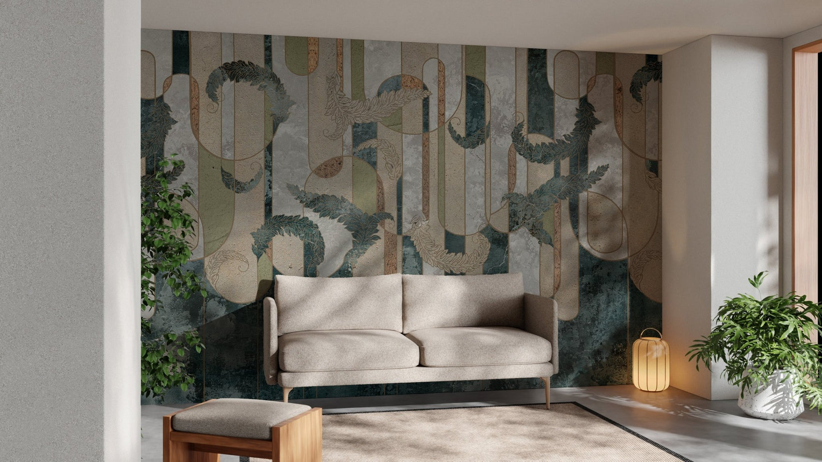Buy Geometric Greenery A Concrete Oasis Mural Today