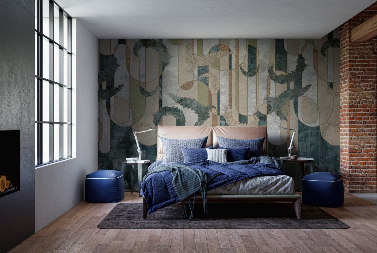 Buy Geometric Greenery A Concrete Oasis Mural Today