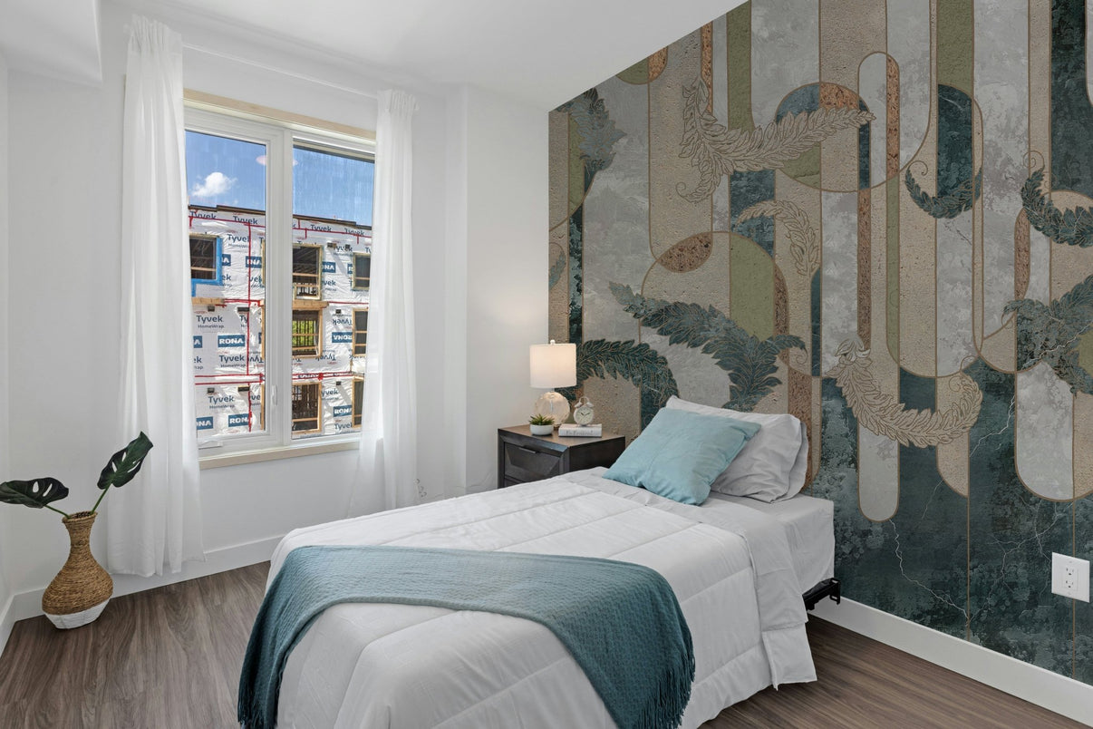 Buy Geometric Greenery A Concrete Oasis Mural Today