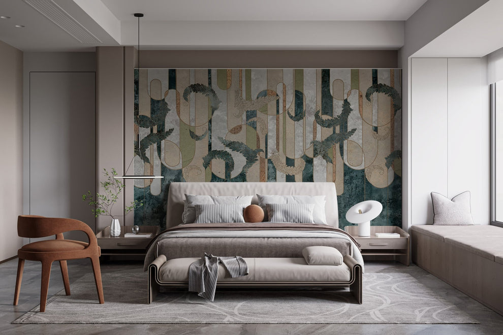 Buy Geometric Greenery A Concrete Oasis Mural Today