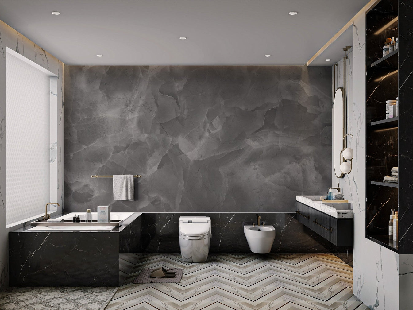 Secure High Resolution Grey Marble Mural - Wallanza
