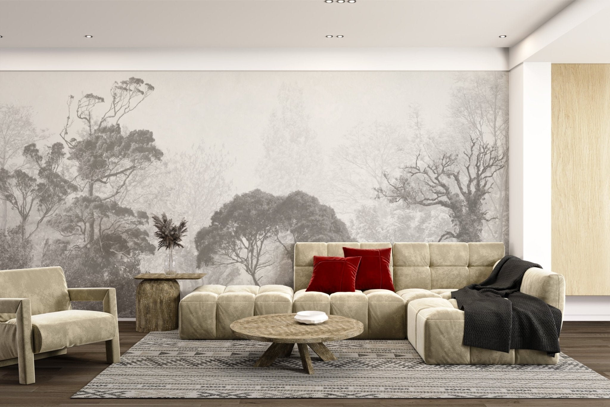 Secure Misty Forest Grunge Wall Mural - Wallanza