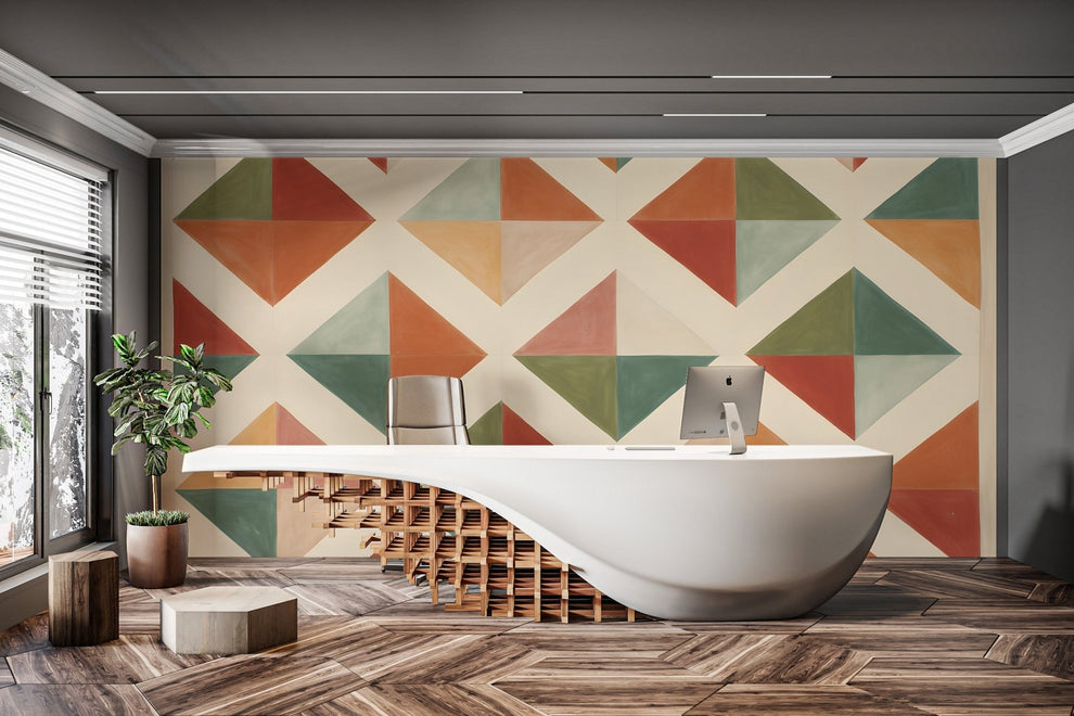 Modern Geometric Pattern Wallpaper – Earthy Chevron Design