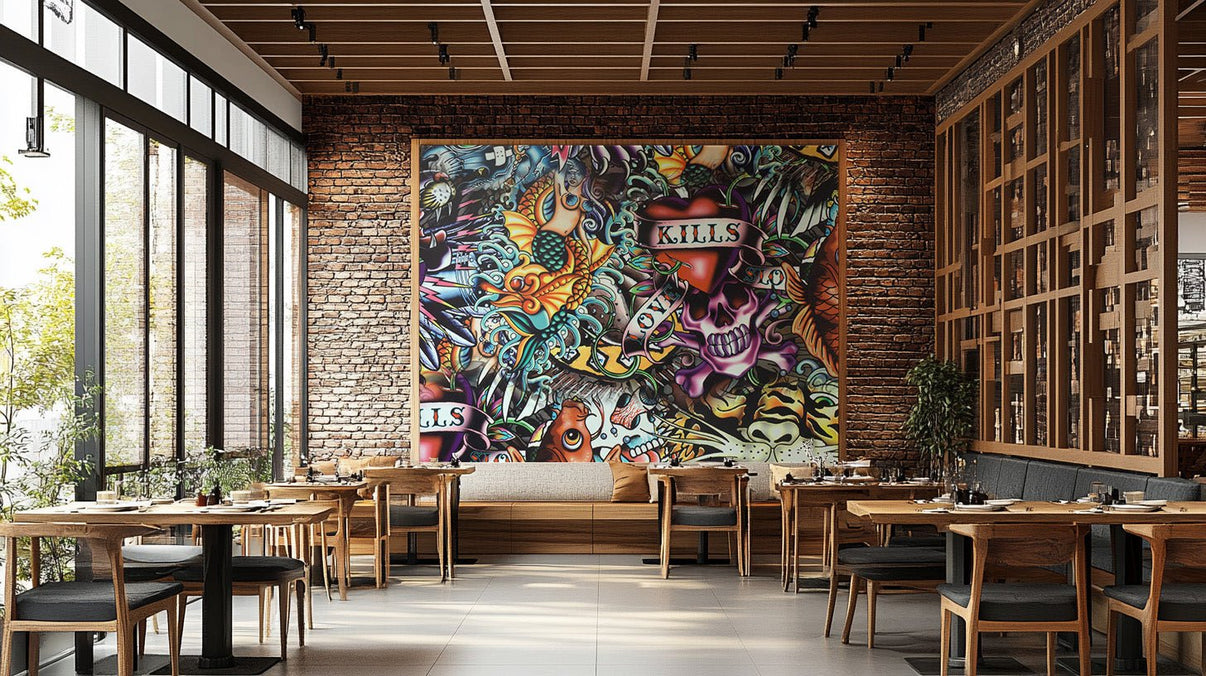 Shop Vibrant Tattoo Style Wall Mural Today - Wallanza